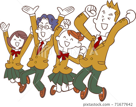 Male and female students in a beige blazer... - Stock Illustration ...