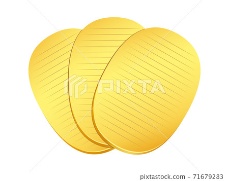 Three oval coins stacked in a fan shape - Stock Illustration [71679283 ...