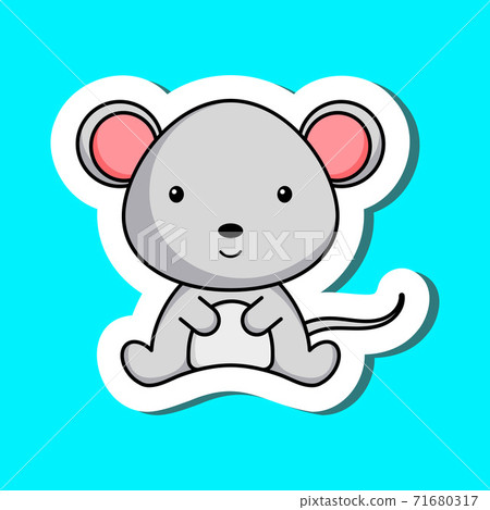 Cute cartoon sticker little mouse logo... - Stock Illustration ...