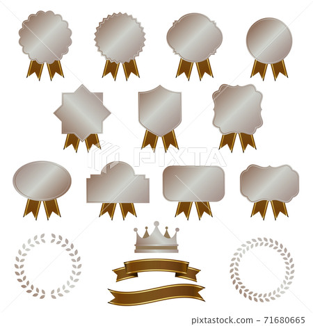 Bronze medal sticker set with ribbon - Stock Illustration [71680665 ...