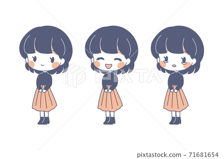 Simple cute girl standing picture / vector - Stock Illustration ...