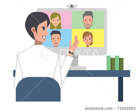 Telework PC conversation - Stock Illustration [71682603] - PIXTA