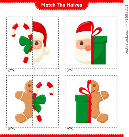 Match the halves. Match halves of Christmas... - Stock Illustration ...