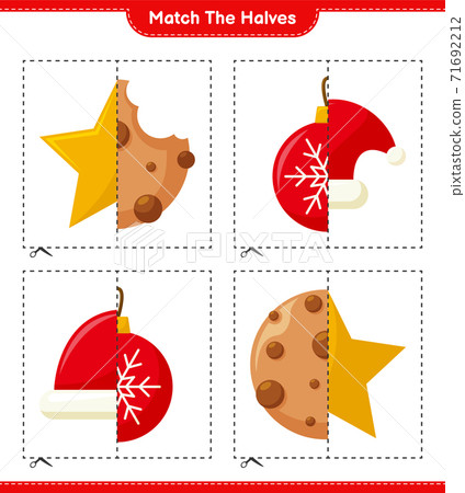 Match the halves. Match halves of Christmas... - Stock Illustration ...