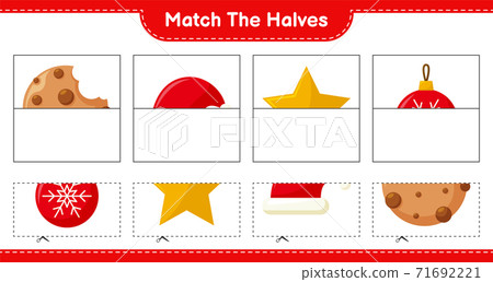 Match the halves. Match halves of Christmas... - Stock Illustration ...