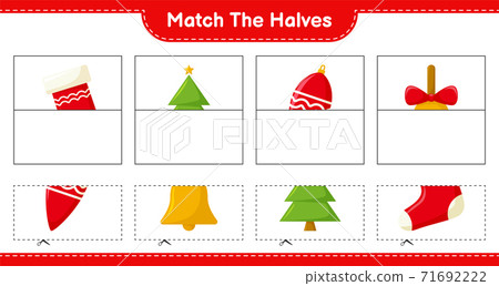 Match the halves. Match halves of Christmas... - Stock Illustration ...