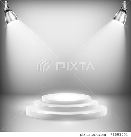 Shiny Stage Illuminated By Spotlights - Stock Illustration [71695901 ...