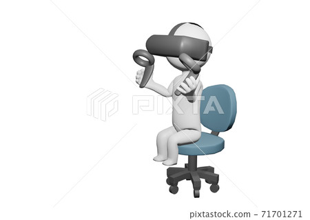 A person sitting in a chair and using VR goggles - Stock Illustration ...