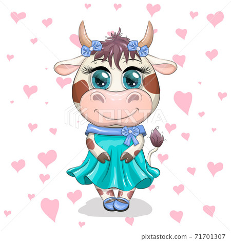 Cute Cartoon Princess Cow on a white background - Stock Illustration ...
