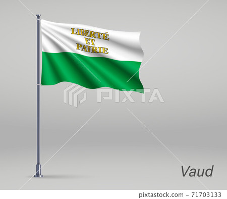 Waving flag of Vaud - canton of Switzerland on...-插圖素材 [71703133] - PIXTA圖庫