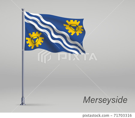 Waving flag of Merseyside - county of England... - Stock Illustration ...