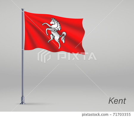 Waving flag of Kent - county of England on... - Stock Illustration ...