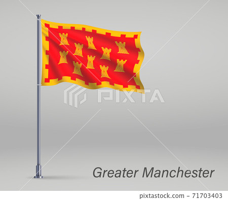 Waving flag of Greater Manchester - county of... - Stock Illustration ...