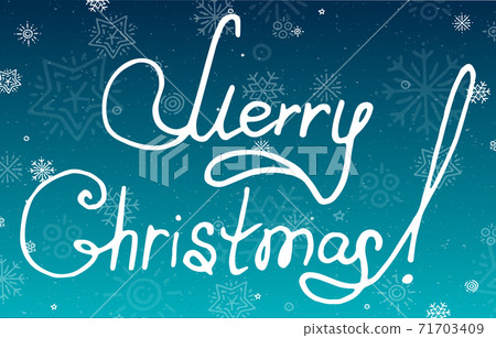 lettering Merry Christmas on blue - Stock Illustration [71703409] - PIXTA