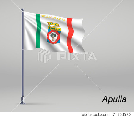 Waving flag of Apulia - region of Italy on... - Stock Illustration ...