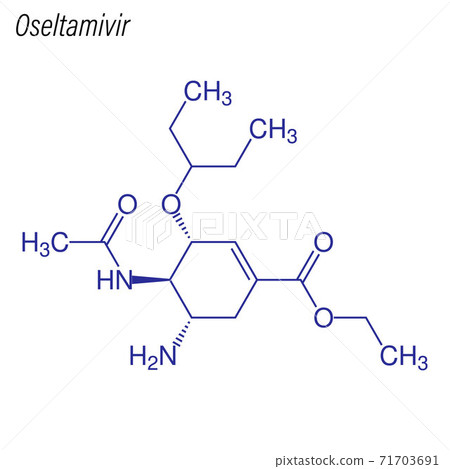 Vector Skeletal formula of Oseltamivir. Drug... - Stock Illustration ...