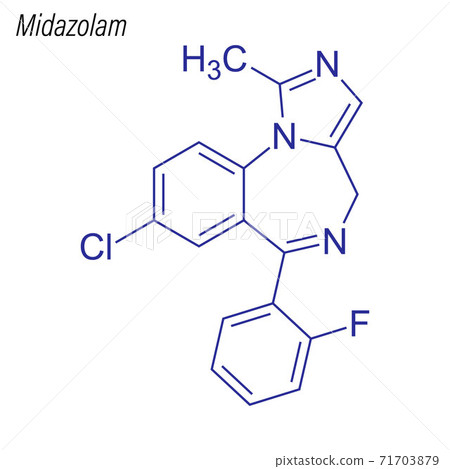 Vector Skeletal formula of Midazolam. Drug... - Stock Illustration ...