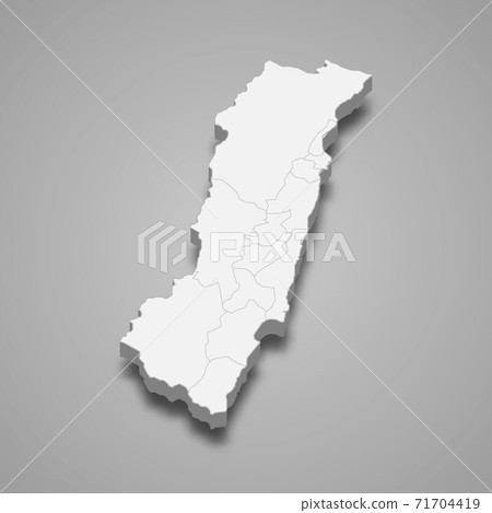 3d isometric map of Hualien County is a region... - Stock Illustration ...