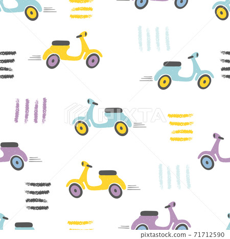 Seamless pattern with cartoon scooter. - Stock Illustration [71712590 ...