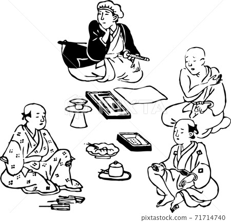 Men talking while eating 2 - Stock Illustration [71714740] - PIXTA