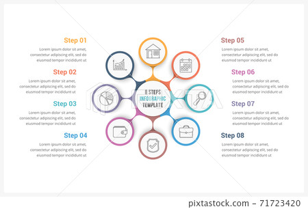 Circle Infographics Template with Eight Elements - Stock Illustration ...