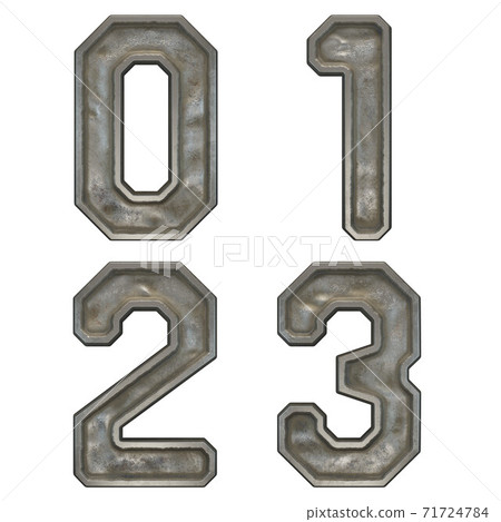 Set of numbers 0, 1, 2, 3 made of industrial... - Stock Illustration ...