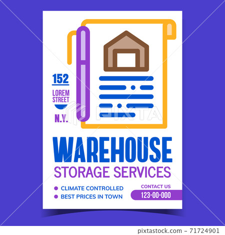 Warehouse Storage Services Promotion Poster Vector - Stock Illustration ...