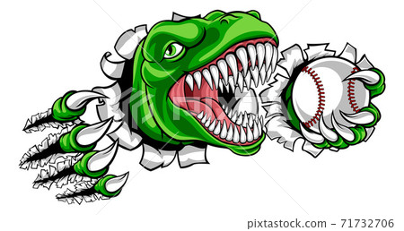 Dinosaur Baseball Player Animal Sports Mascot - Stock Illustration ...