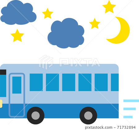 Buses running under the night sky, night buses - Stock Illustration ...