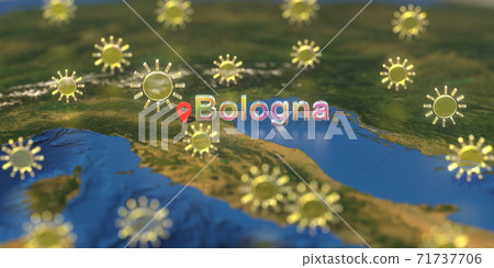 Bologna city and sunny weather icon on the map,... - Stock Illustration ...