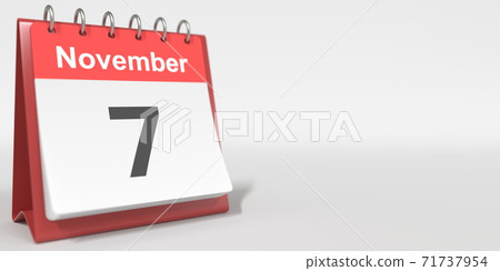 November 7 date written in German on the flip... - Stock Illustration ...