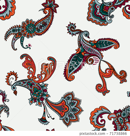Paisley birds repeat background. - Stock Illustration [71738866] - PIXTA