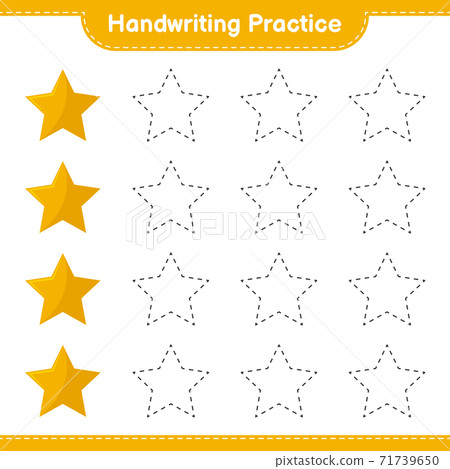 Handwriting practice. Tracing lines of Stars....-插圖素材 [71739650] - PIXTA圖庫