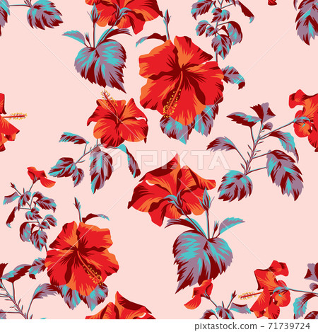 Floral background with Chinese roses - Stock Illustration [71739724 ...