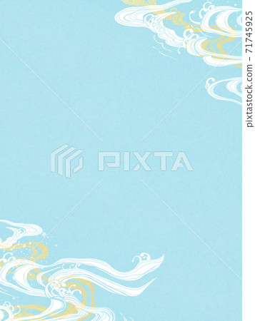 Light blue Japanese background with waves-there... - Stock Illustration ...