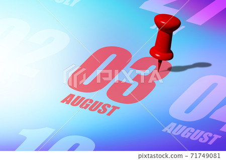 august 3rd. Day 3 of month, Red date written... - Stock Illustration ...