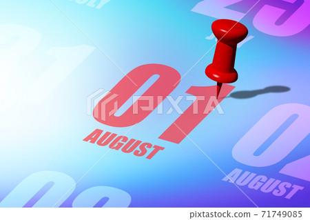 august 1st. Day 1 of month, Red date written... - Stock Illustration ...