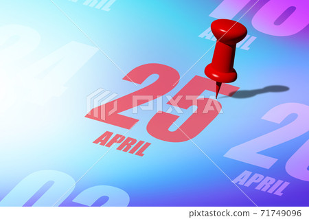 april 25th. Day 25 of month, Red date written... - Stock Illustration ...