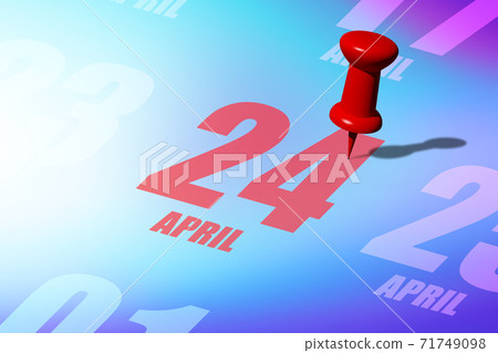 april 24th. Day 24 of month, Red date written... - Stock Illustration ...