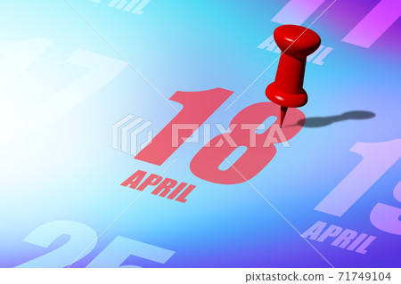 april 18th. Day 18 of month, Red date written... - Stock Illustration ...