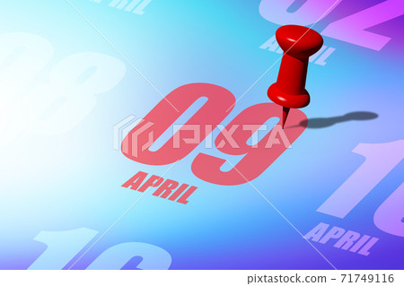 april 9th. Day 9 of month, Red date written and... - Stock Illustration ...
