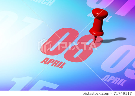 april 8th. Day 8 of month, Red date written and... - Stock Illustration ...
