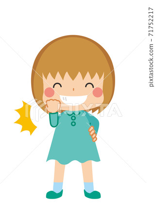 A cute little girl who sends ale in a guts pose... - Stock Illustration ...