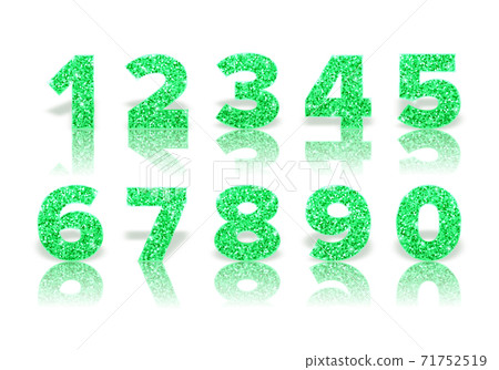 Green numbers with reflection and shadow in... - Stock Illustration ...