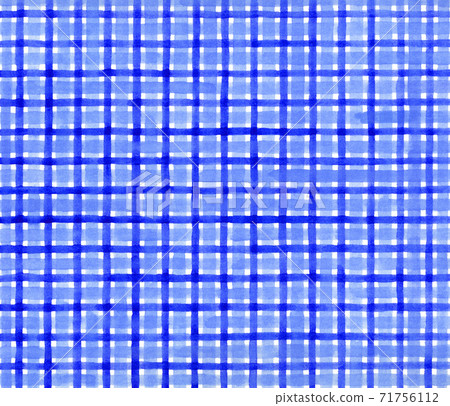 Analog watercolor hand drawn plaid blue - Stock Illustration [71756112 ...