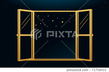 The wide window. golden boho style. Vector... - Stock Illustration ...