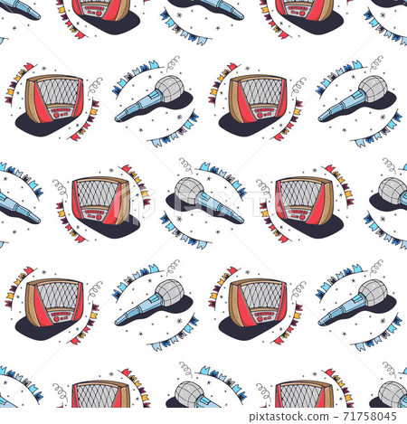 Radio and microphones. Seamless pattern on a... - Stock Illustration ...