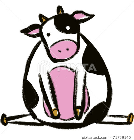 Illustration of a cow sitting - Stock Illustration [71759140] - PIXTA