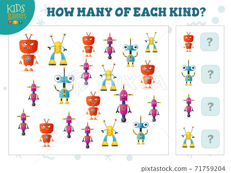 How many of each kind cartoon robot kids... - Stock Illustration ...