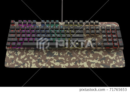 Camouflage colored computer keyboard with rgb...-插圖素材 [71765653] - PIXTA圖庫